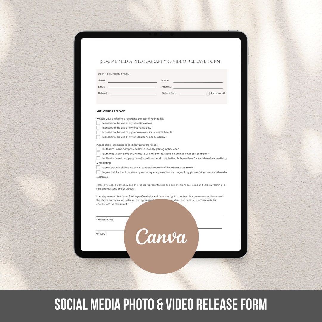 Spray Tan Social Media Release Form Template (canva) - Etsy