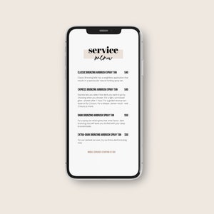 Virtual Spray Tan Service Menu Template | Instagram Highlight | Spray ...