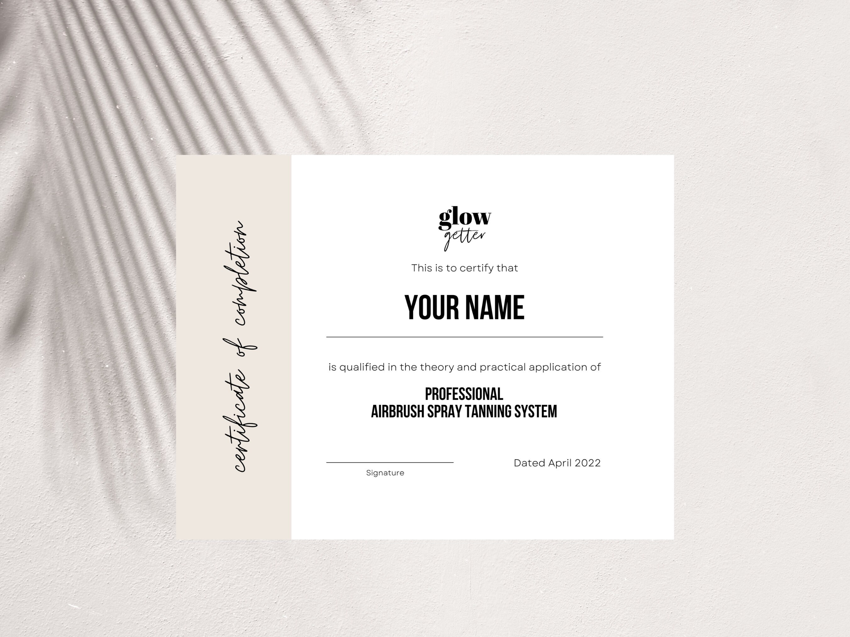 Spray Tan Training Certificate Template | Training Certification ...