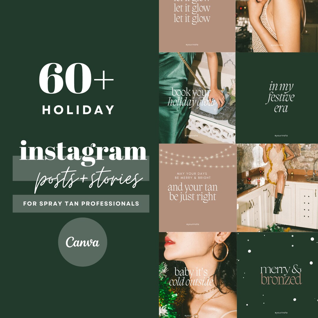 60 HOLIDAY Spray Tan Instagram Post & Stories Templates Christmas IG ...