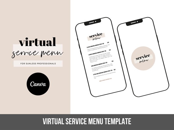 Virtual Spray Tan Service Menu Template Spray Tanning - Etsy