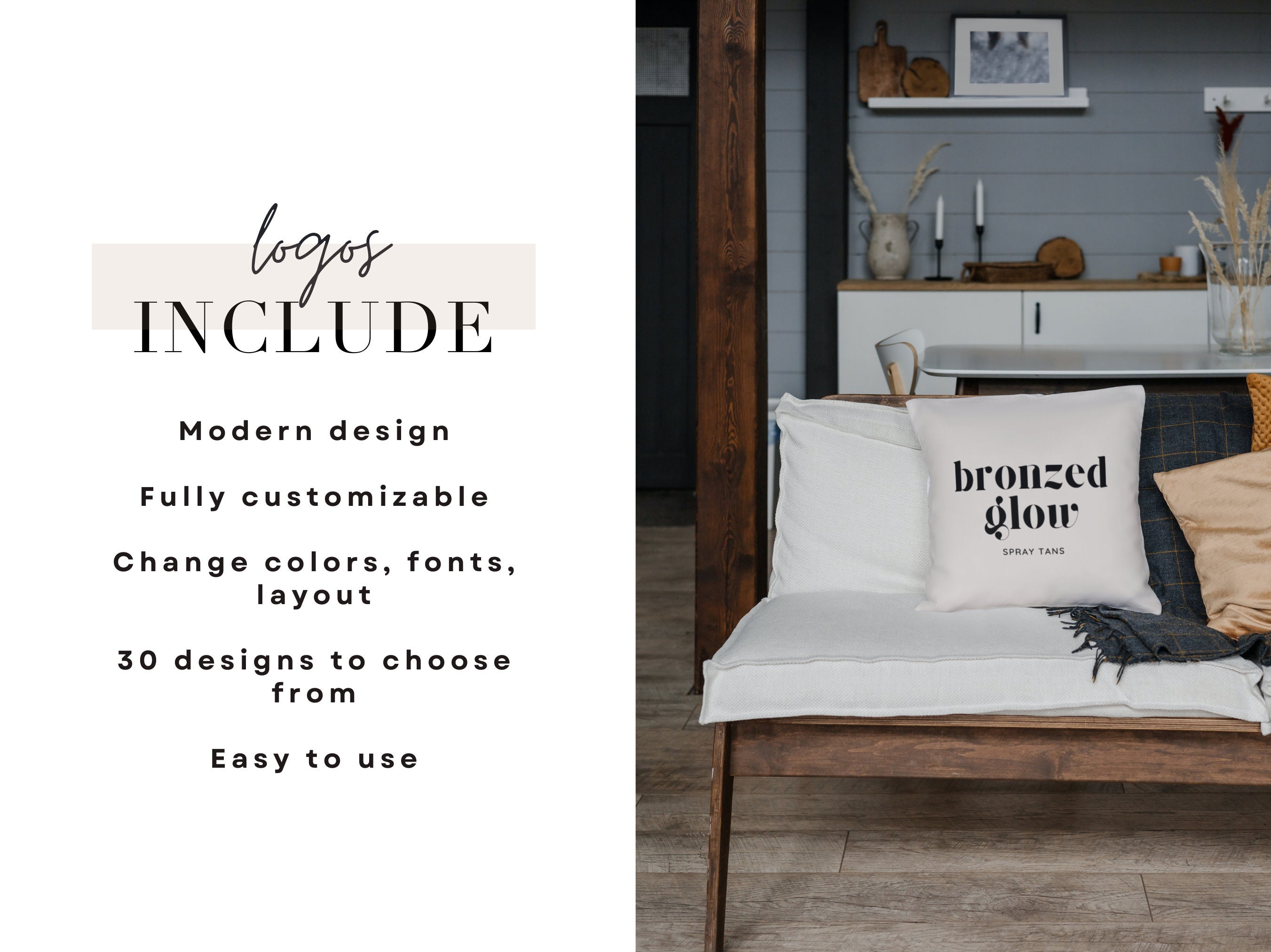 Modern Spray Tan Logo Templates, 30 Editable Neutral Beauty Logos ...