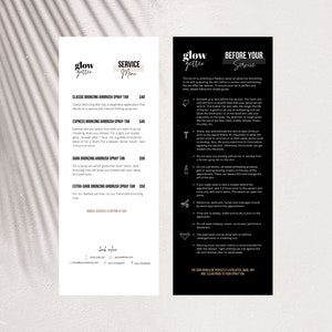 Spray Tan Service Menu Template Salon Price List (Instant Download) - Etsy