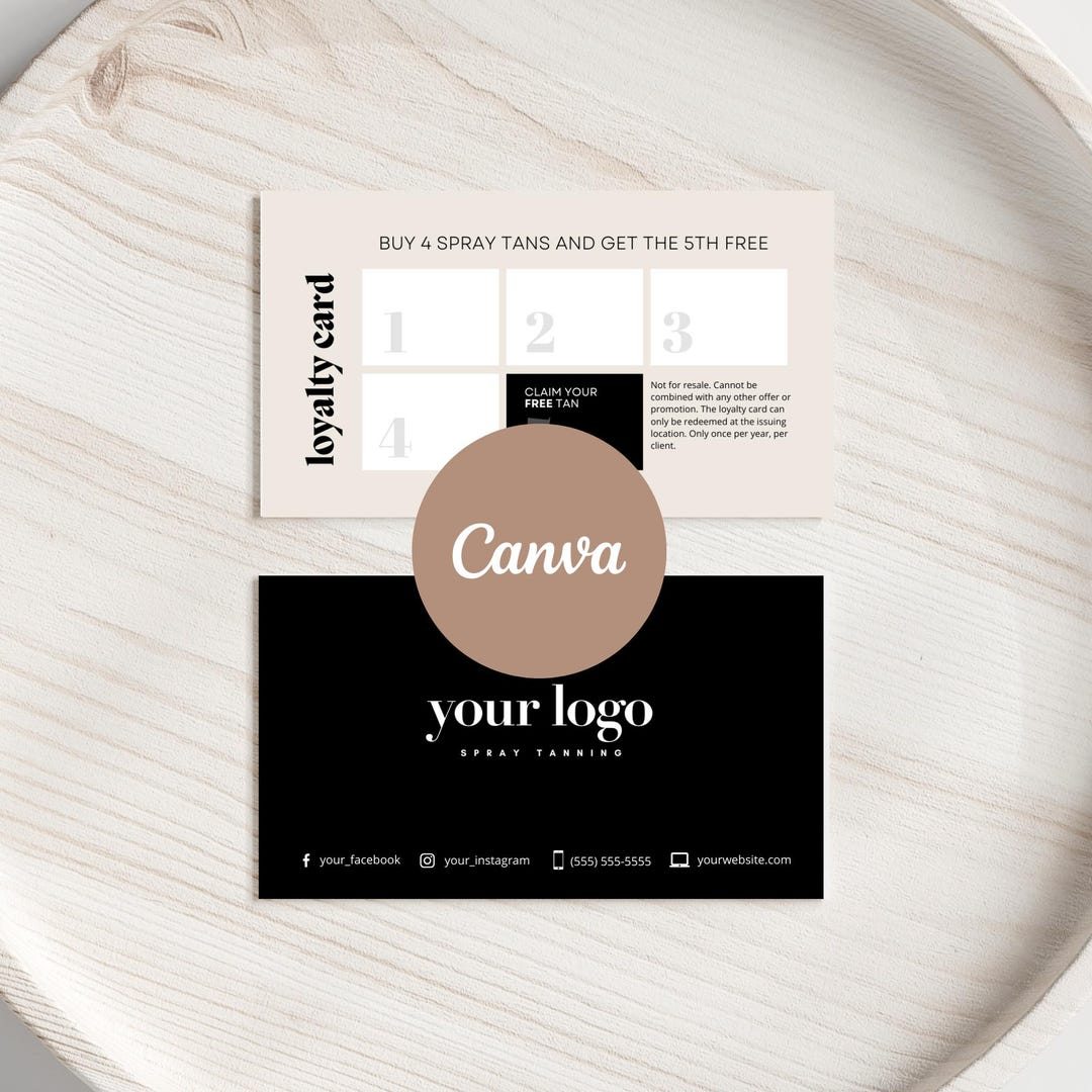 Spray Tan Client Loyalty Card Template | Spray Tanning Business - Etsy