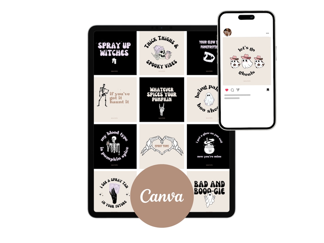 Halloween Spray Tan Instagram Templates: 31 Canva Posts & Stories - Etsy