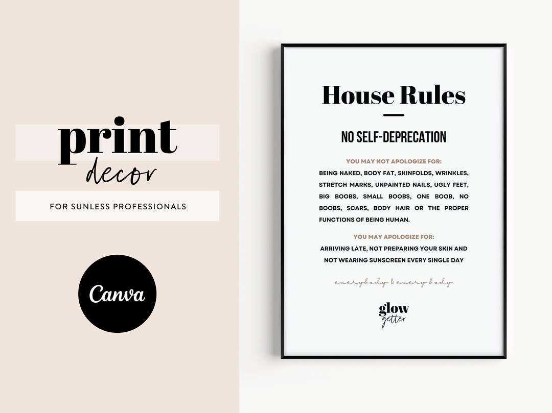 Spray Tan Decor Poster Template Salon Print Decor House - Etsy