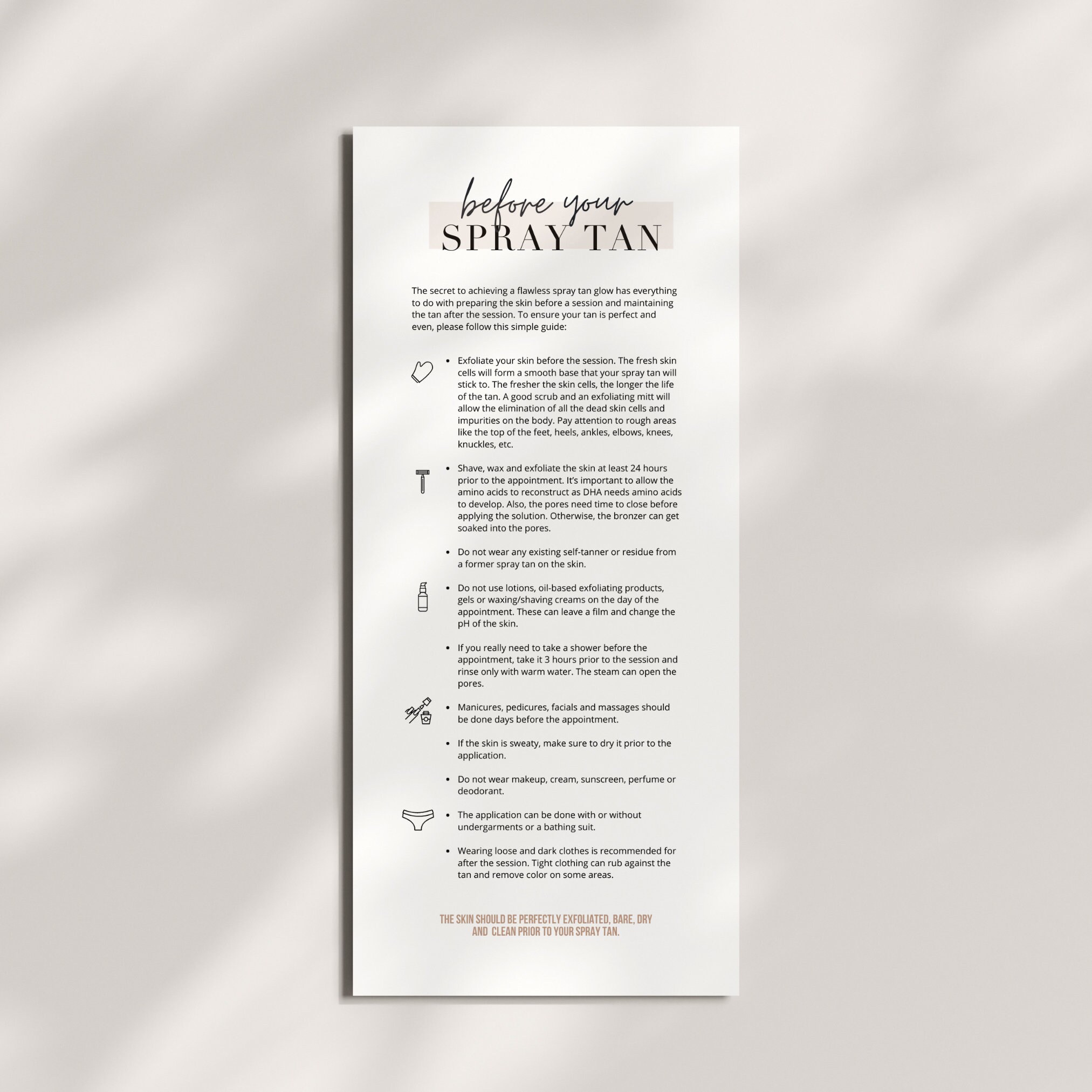 Spray Tan Service Menu Template: Salon Price List (canva Editable) - Etsy