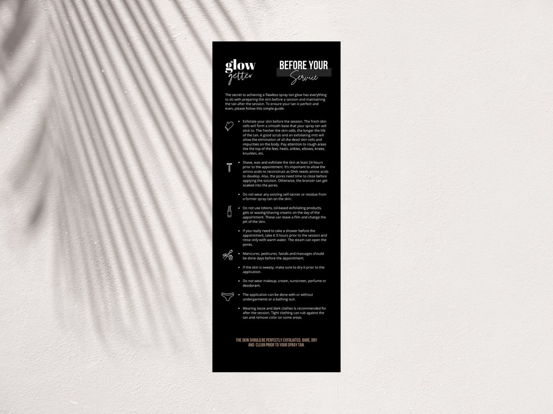 Spray Tan Service Menu Template Salon Price List Spray Tan - Etsy