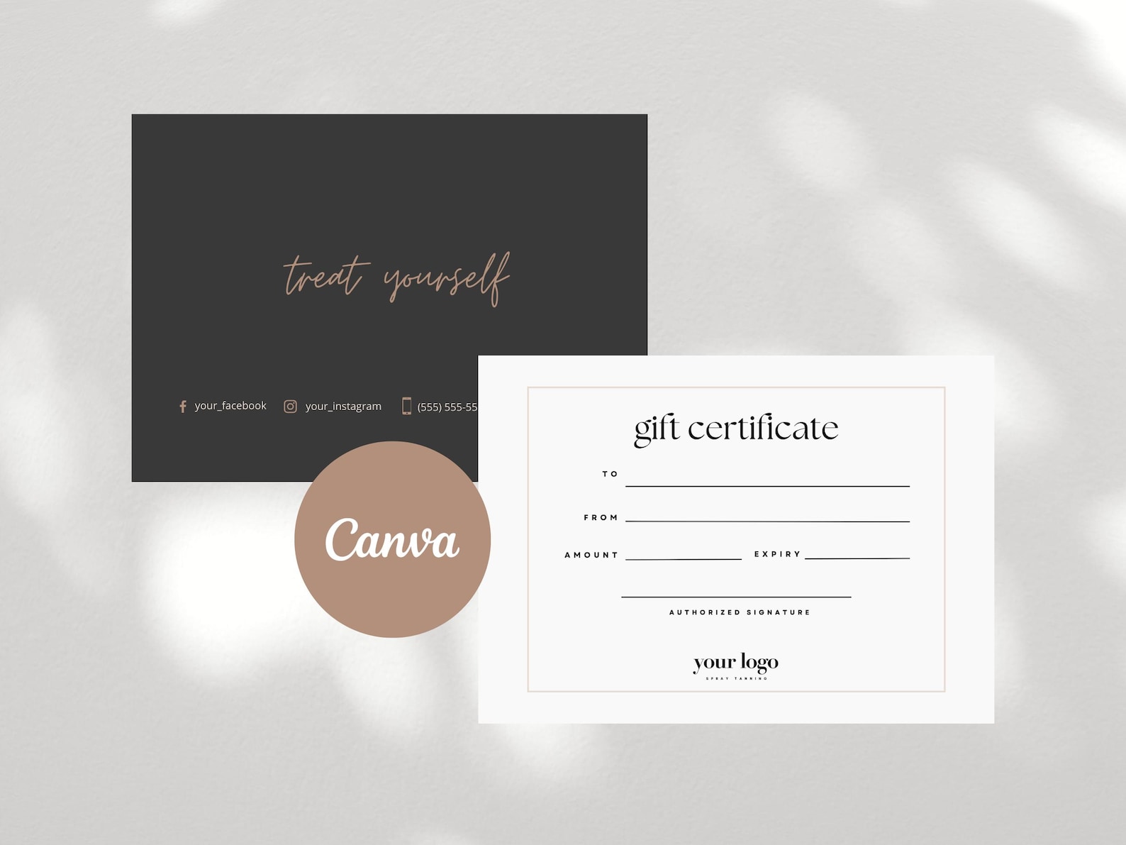 Spray Tan Gift Certificate Template: Editable Business Card (canva ...