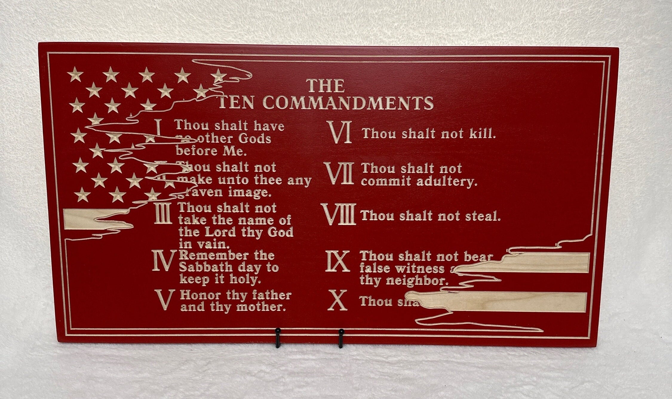 The 10 Commandments Tattered American Wood Flag CNC 24x13x3/4 Free ...