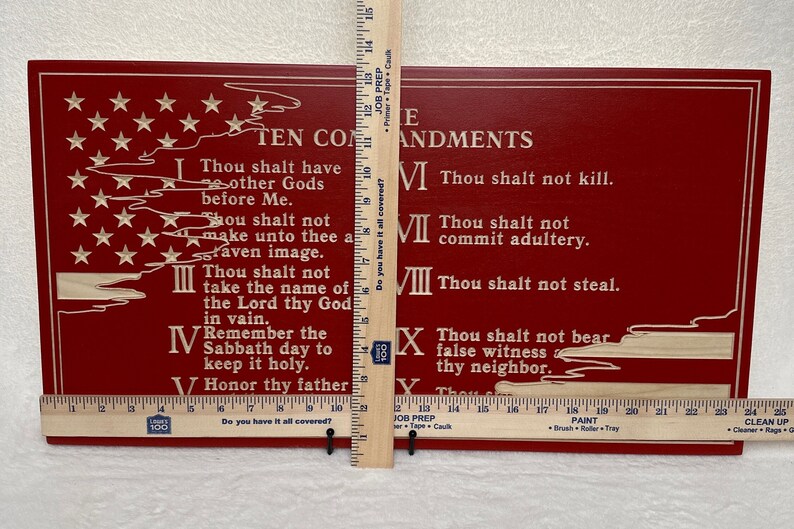The 10 Commandments Tattered American Wood Flag CNC 24x13x3/4 Free ...
