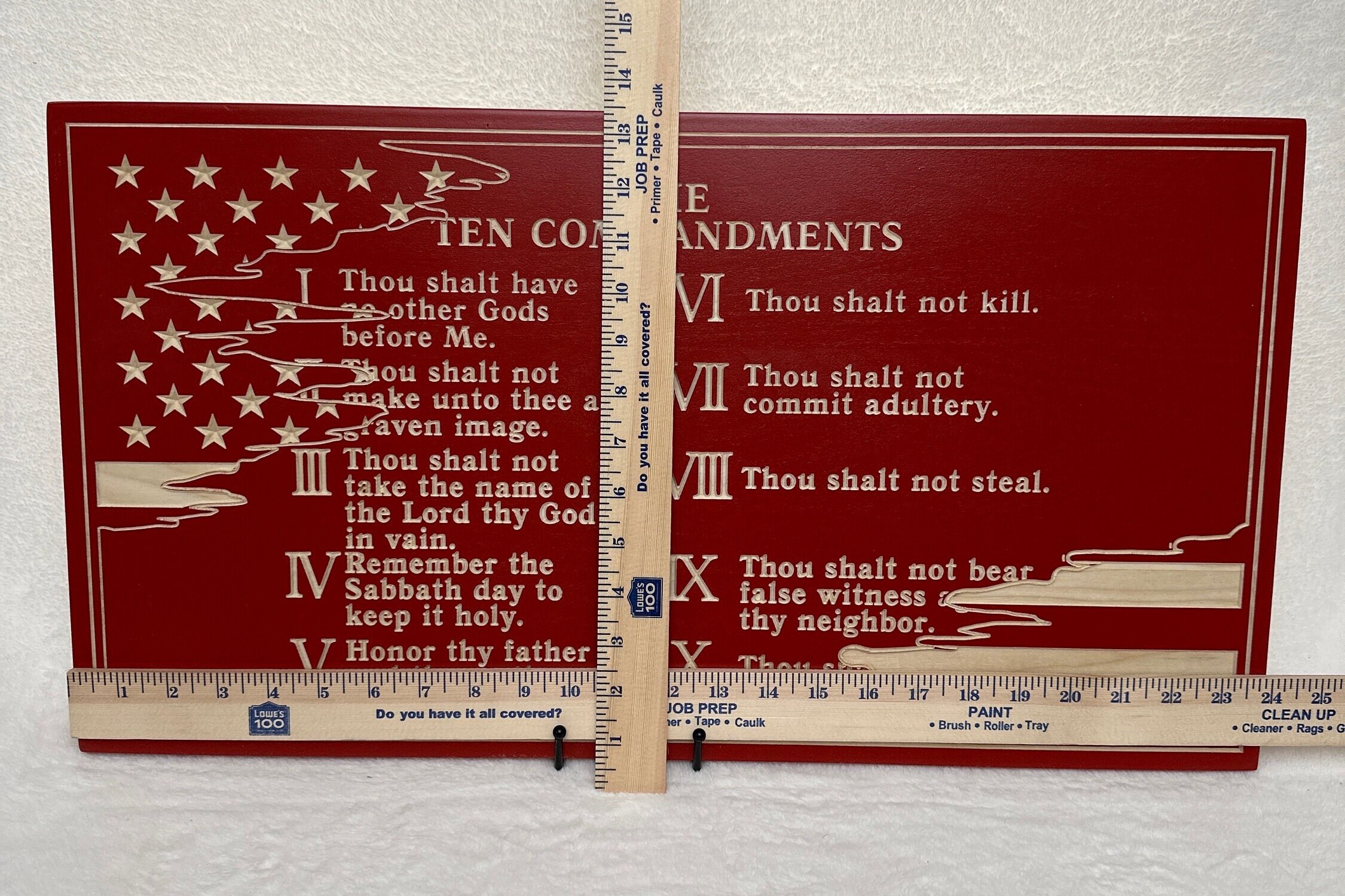 The 10 Commandments Tattered American Wood Flag CNC 24x13x3/4 Free ...