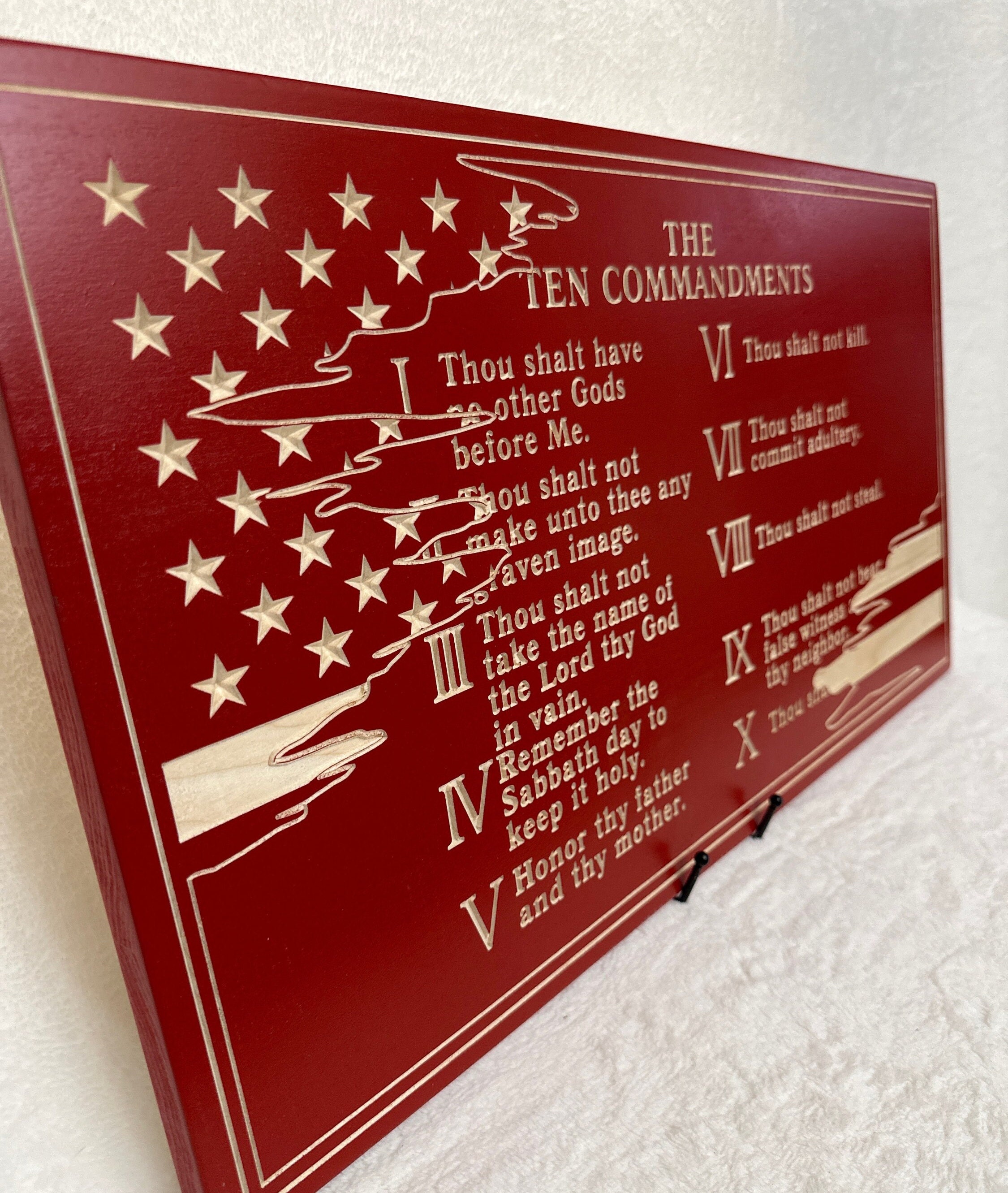 The 10 Commandments Tattered American Wood Flag CNC 24x13x3/4 Free ...