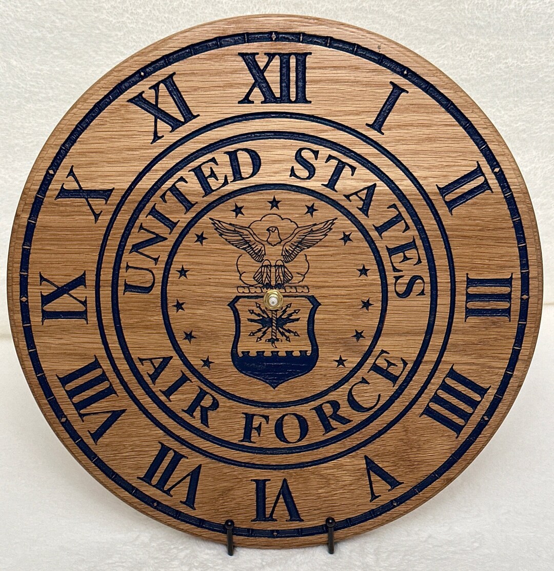 US Air Force White Oak 15 Wood Clock 1 Thick - Etsy
