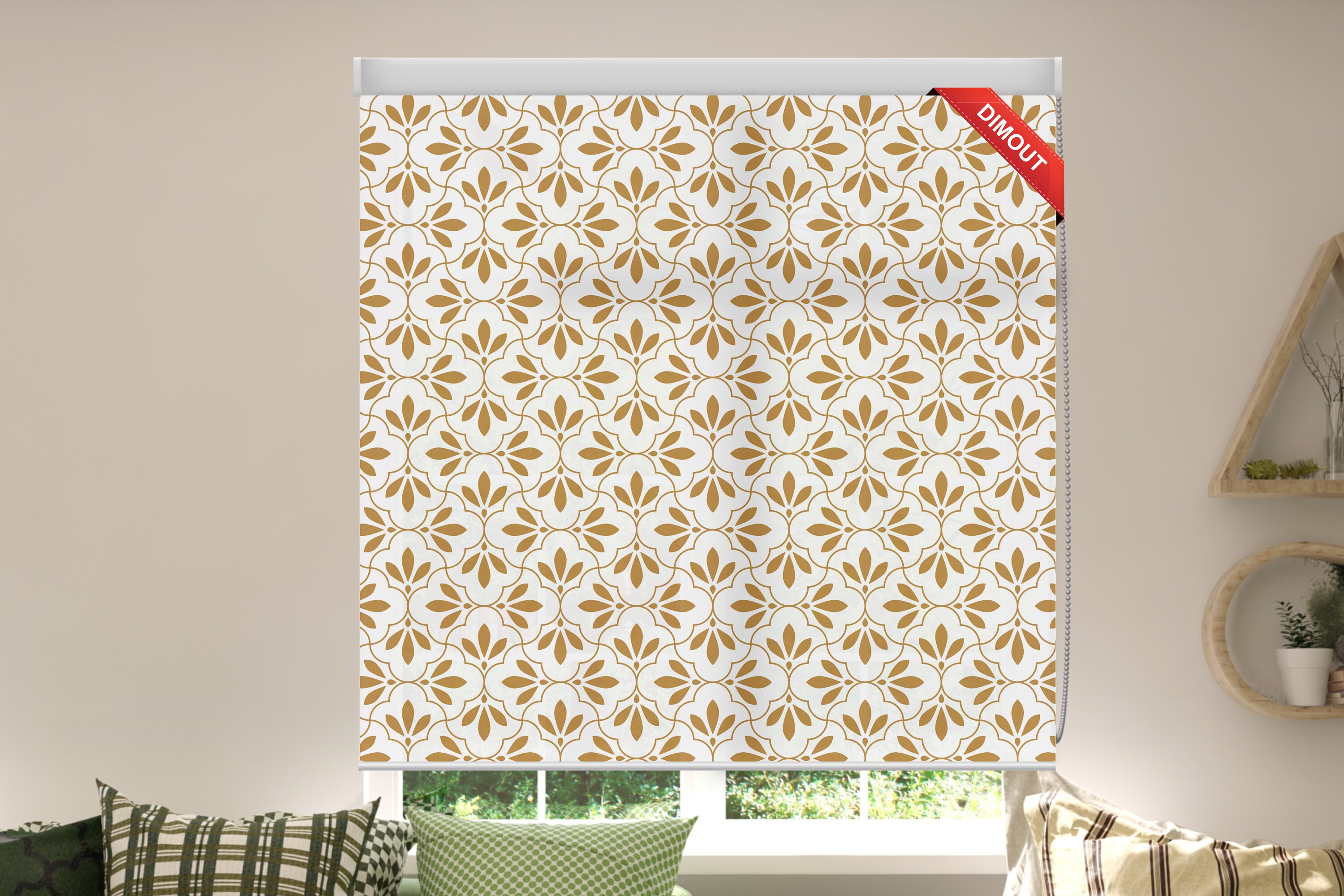 Golden Flower Pattern Roller Shades, Modern Pattern Roller Blinds ...