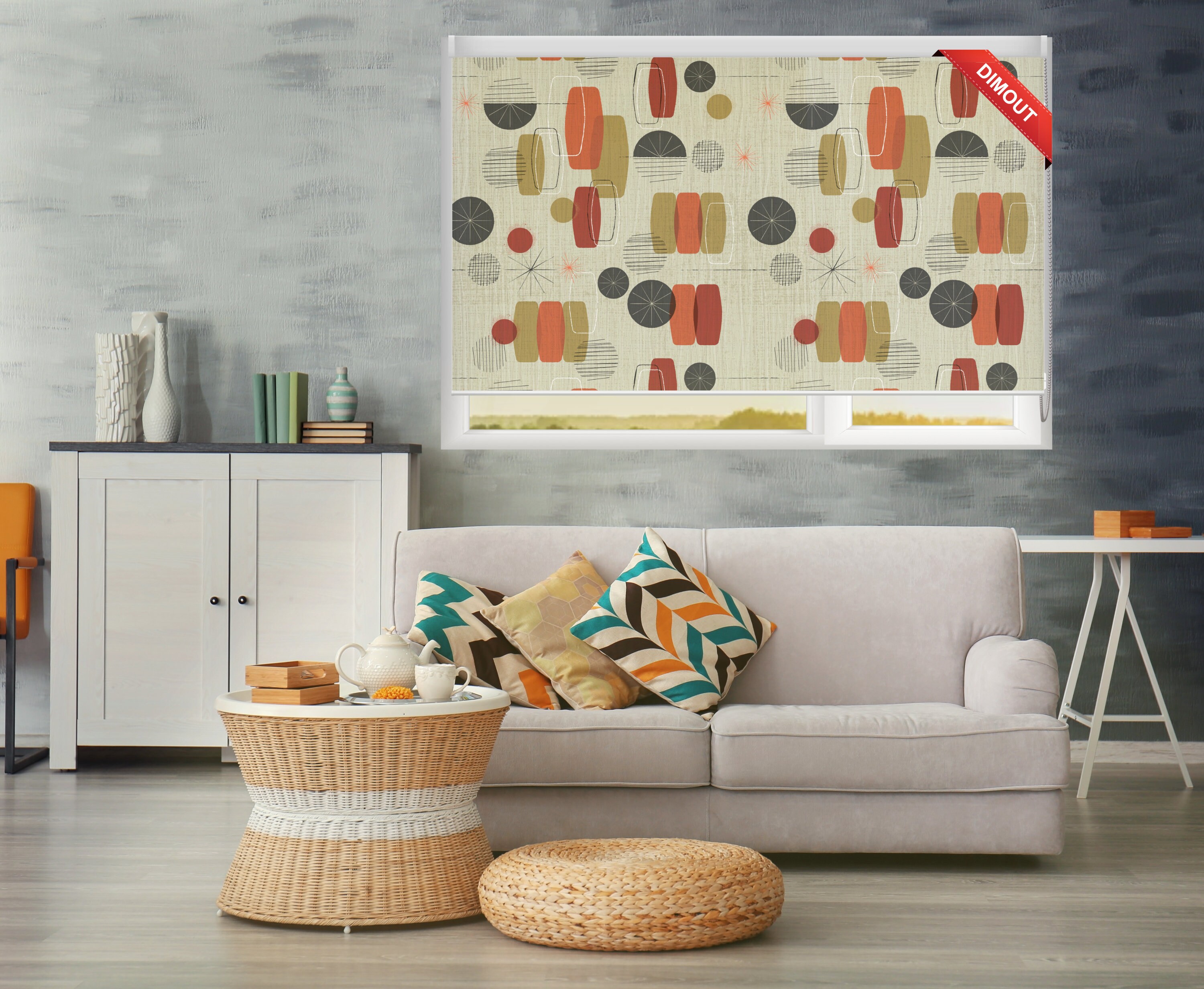 Mid Century Roller Shades Abstract Roller Blinds Retro - Etsy