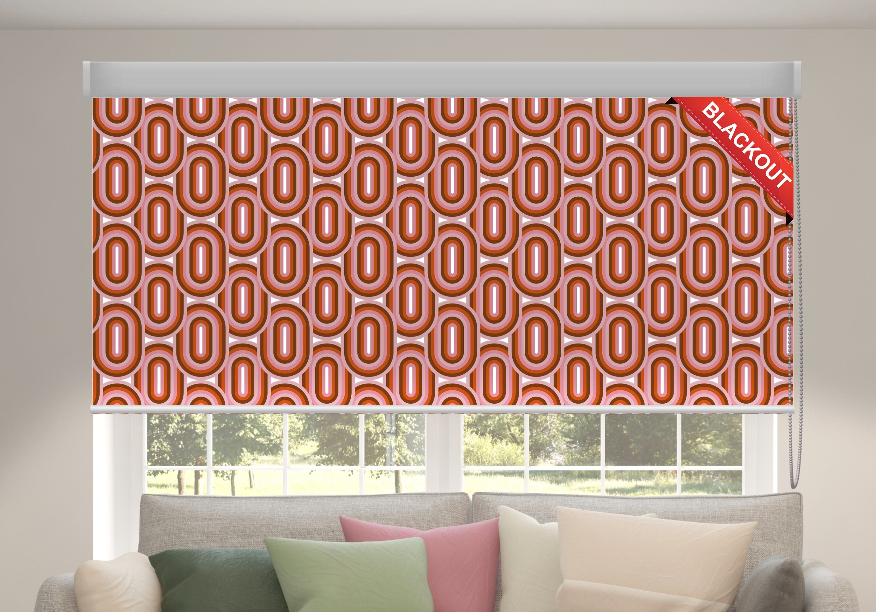 Mid Century Modern Roller Shades, 70's Retro Abstract Style Roller ...