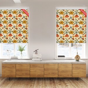 ABSTRACT SURREAL 70s RETRO Floral Roller Blinds, Colorful Flowers ...