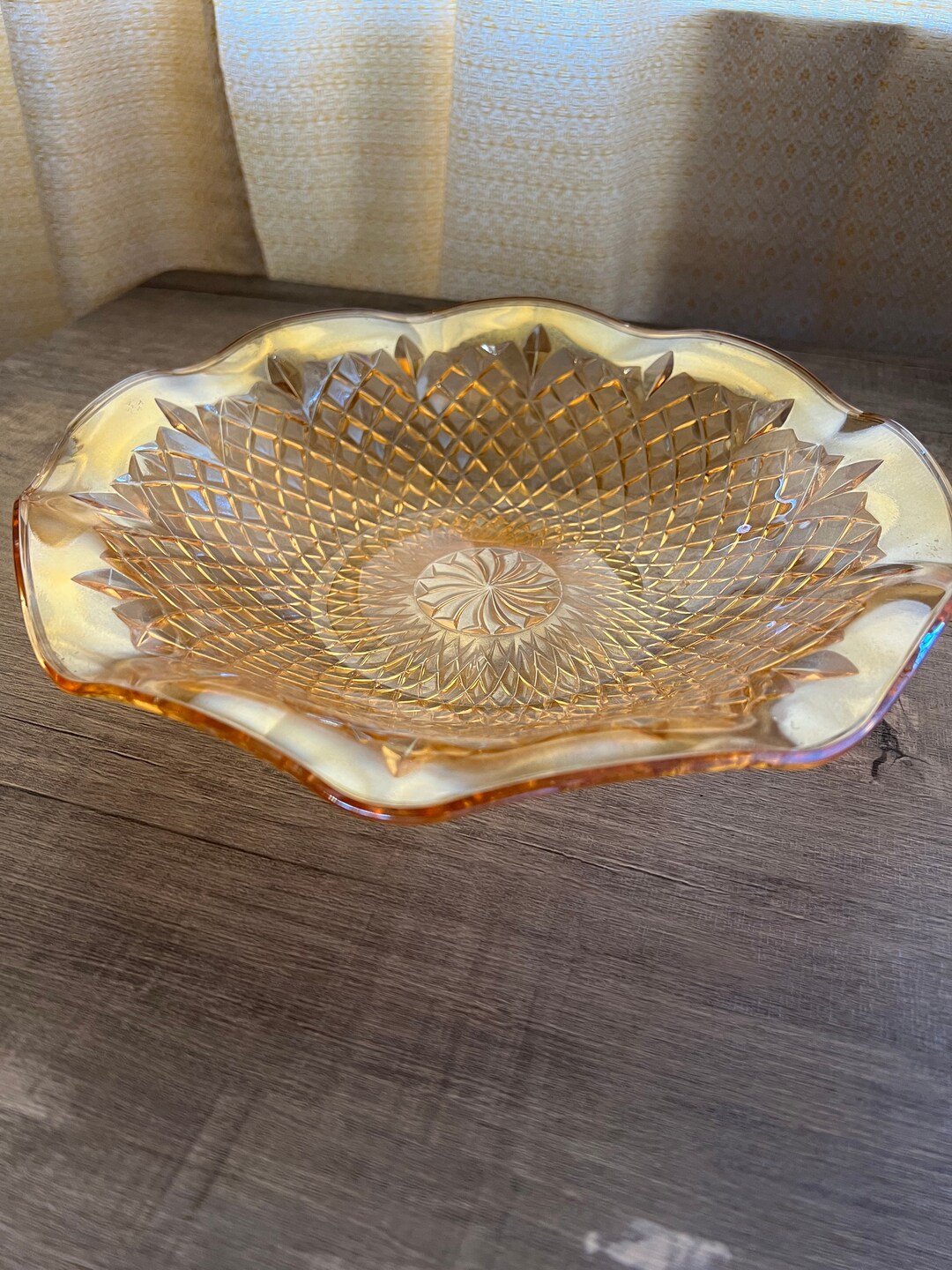 Orange Iridescent Depression Glass Bowl - Etsy