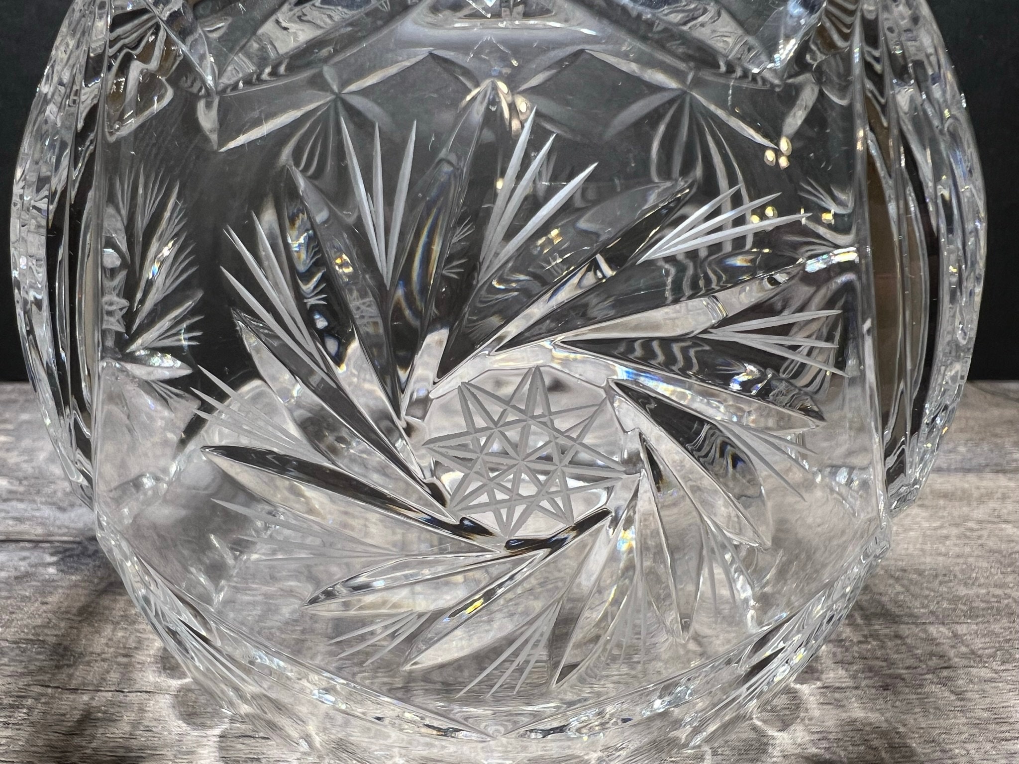 Monica Pinwheel Crystal Rose Bowl - Etsy