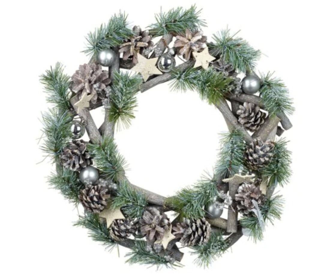 Woodland Branch Round Circle Wreath 30cm Pine Cones - Etsy