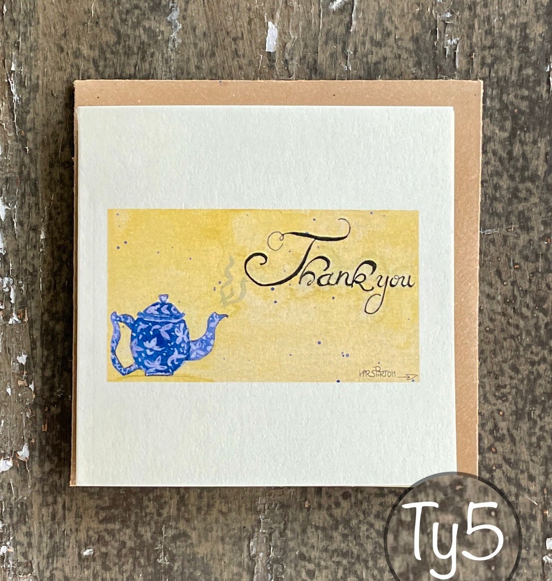 Watercolor Thank You Cards, Tea Pot Design, Handmade Note Card Set - Etsy
