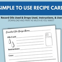 Essential Oil Recipe Sheet: Aromatherapy Blend Card (digital Download ...