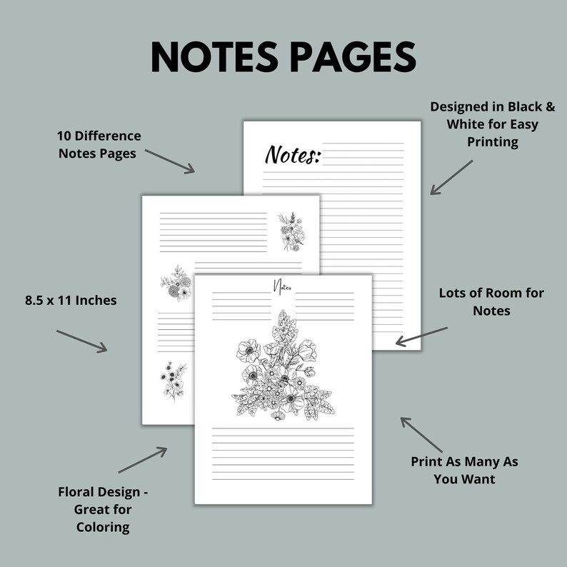 Lined Note Paper Stationary Notes Pages Journal Pages Digital Download ...