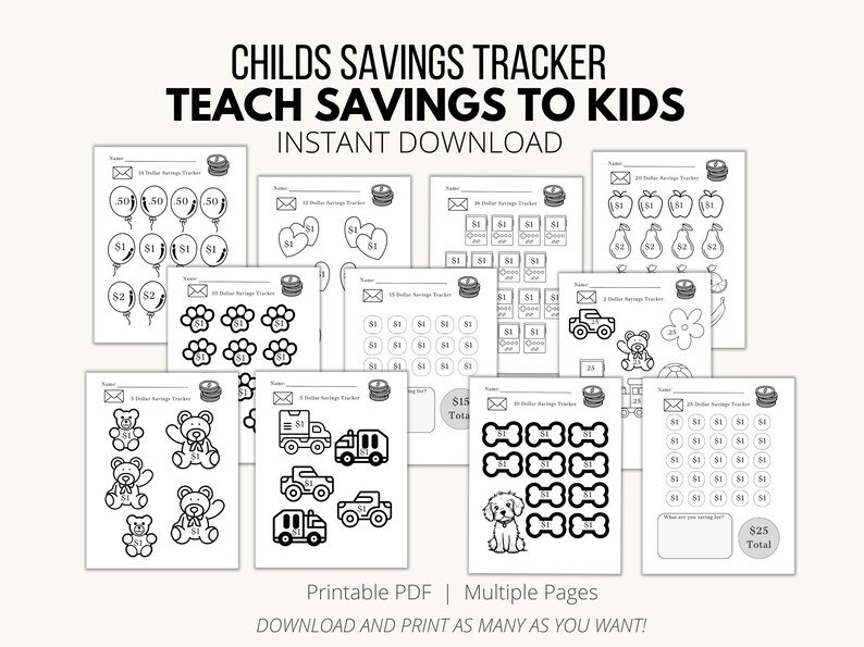 Childs Savings Trackers, Kids Money Savings Plan, Budgeting /savings ...
