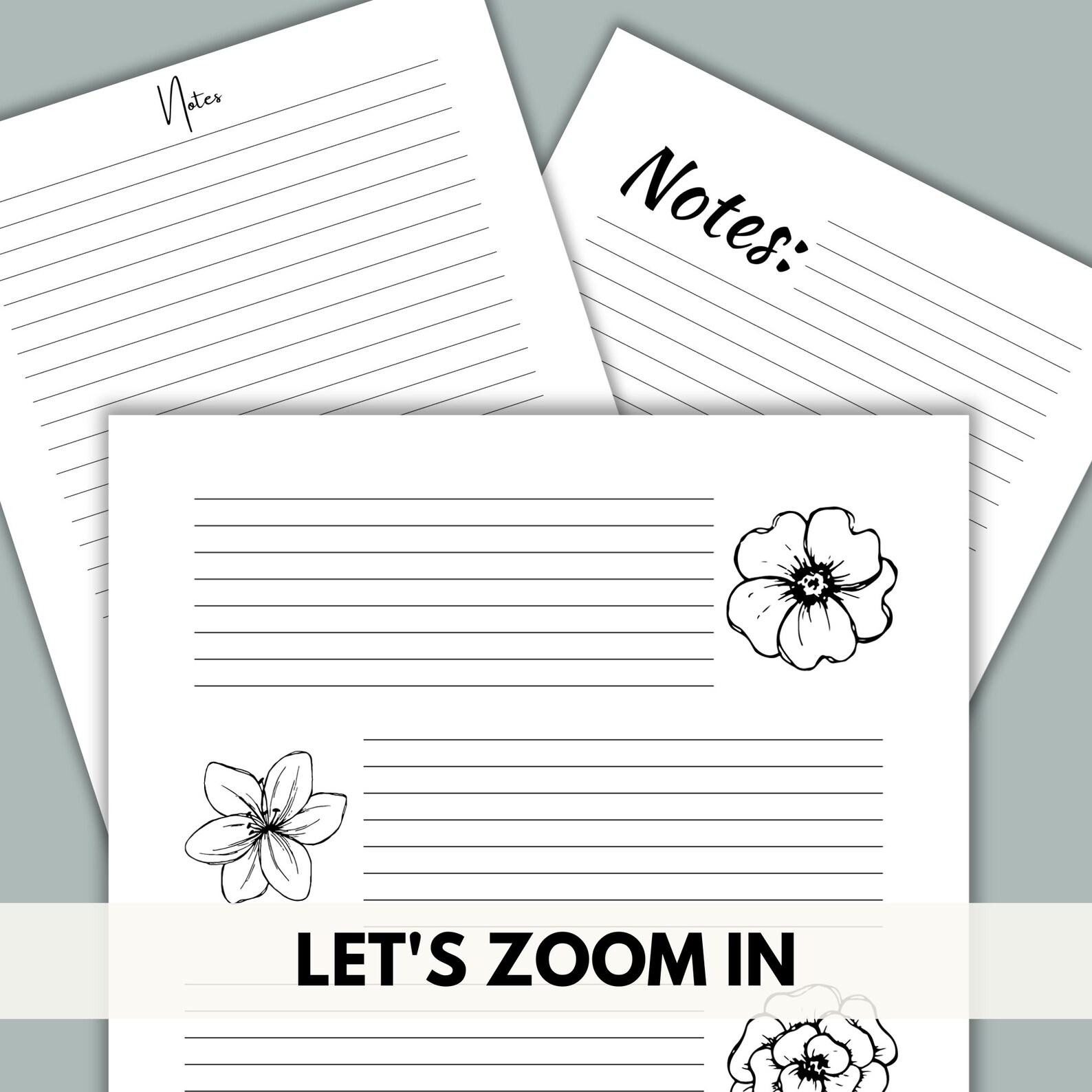 Lined Note Paper Stationary Notes Pages Journal Pages Digital Download ...