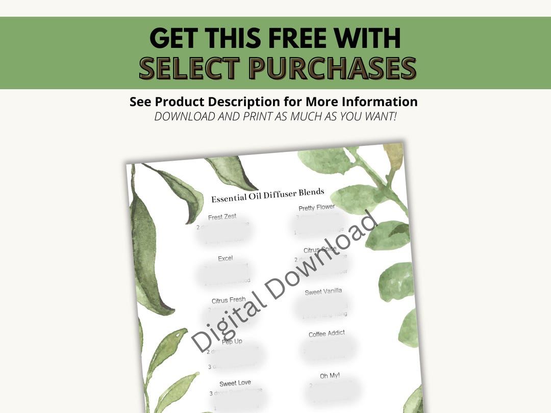 Essential Oil Diffuser Blends Poster: Child & Dog Safe Recipes (digital ...