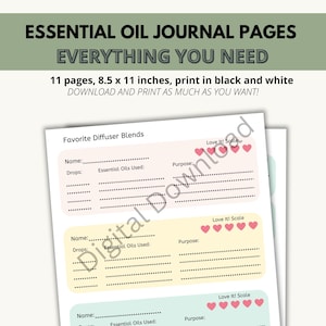 Essential Oil Journal Pages: Inventory, Recipes, Blends (PDF) - Etsy