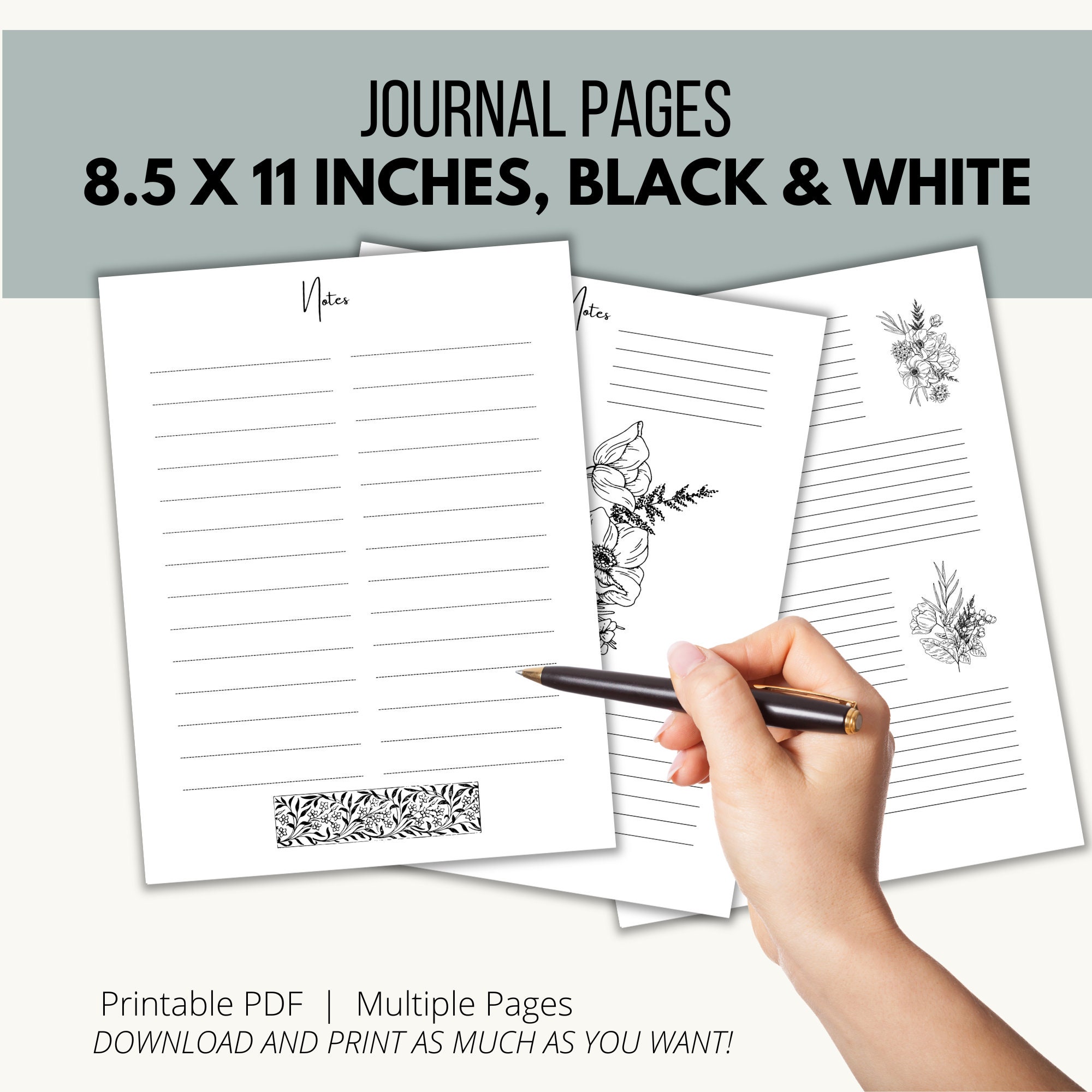 Lined Note Paper Stationary Notes Pages Journal Pages - Etsy