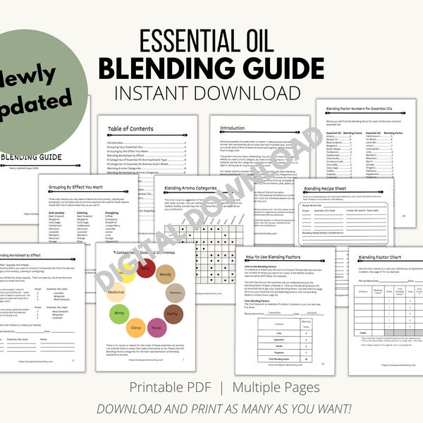 List of Essential Oil Notes for Blending Blending Worksheets Digital ...