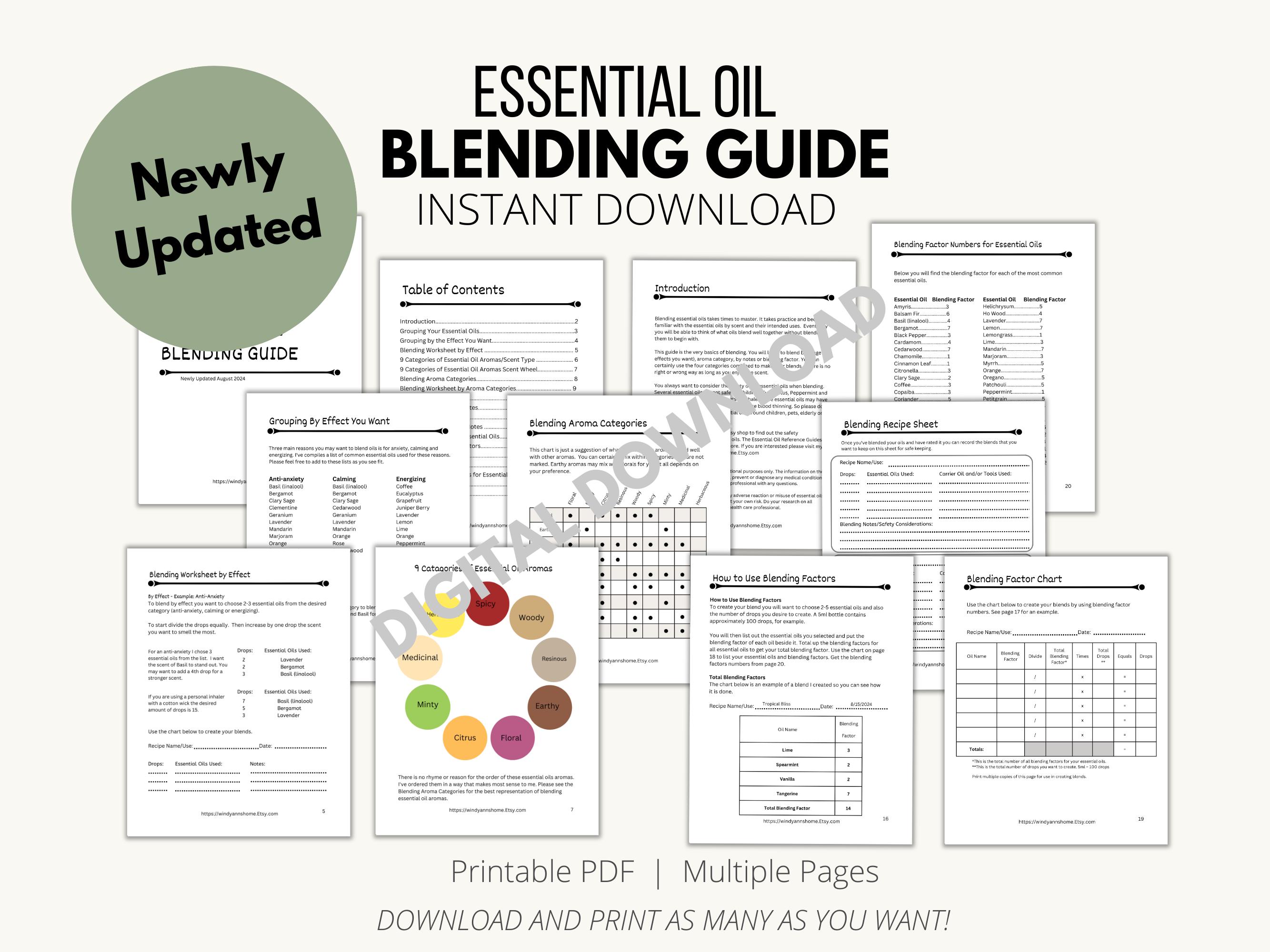 Essential Oil Blending Guide: Worksheets & Blending Factors (digital Download) - Etsy
