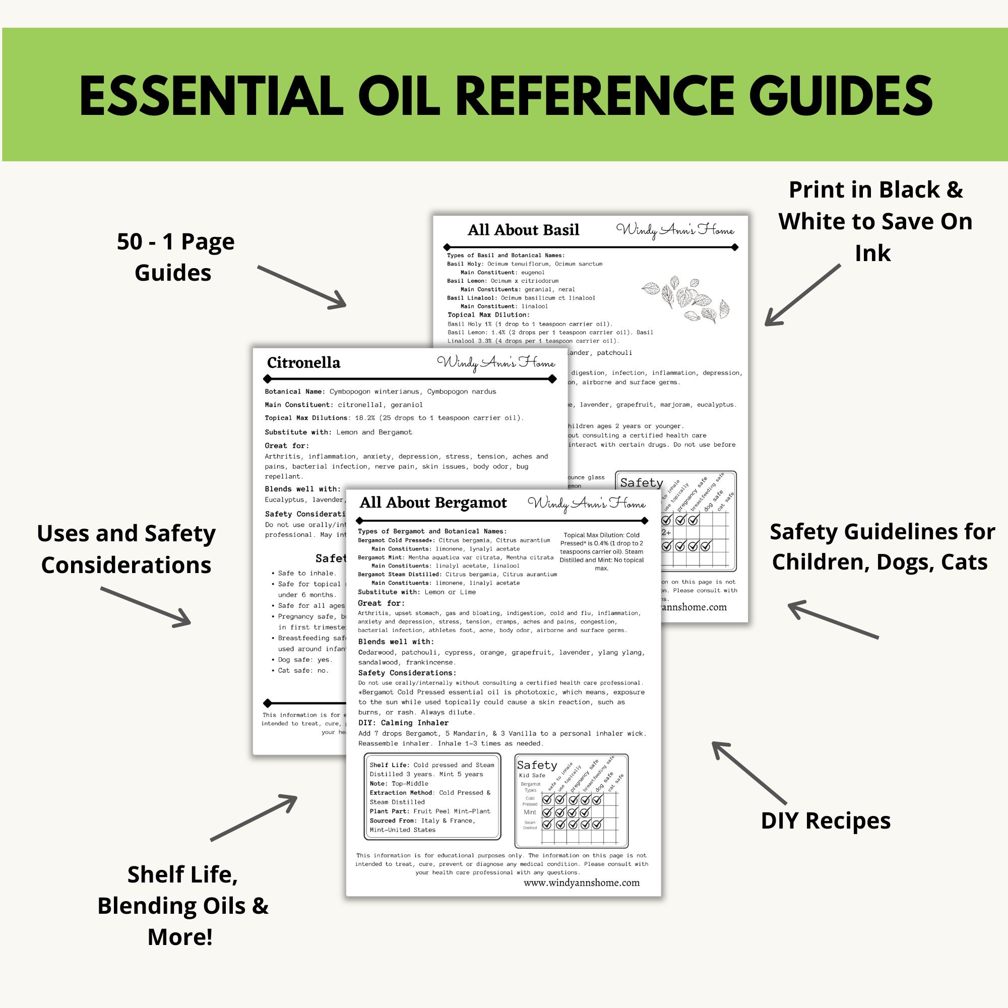 Essential Oil Reference Guide: Aromatherapy Cheat Sheet (digital ...