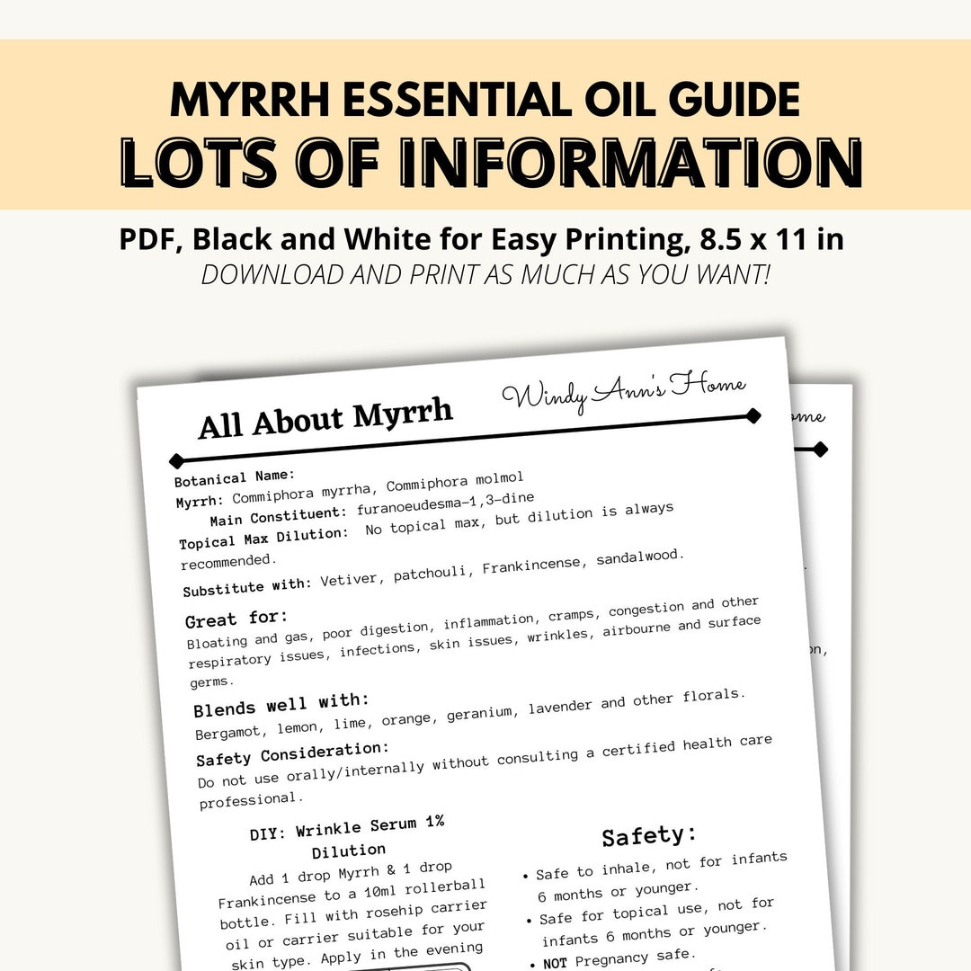 Myrrh Essential Oil Reference Guide, Cheat Sheet, Data Sheet, Myrrh ...