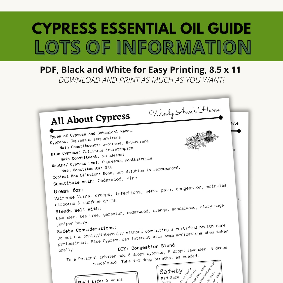 Cypress Essential Oil Reference Guide, Cheat Sheet, Data Sheet, Cypress ...