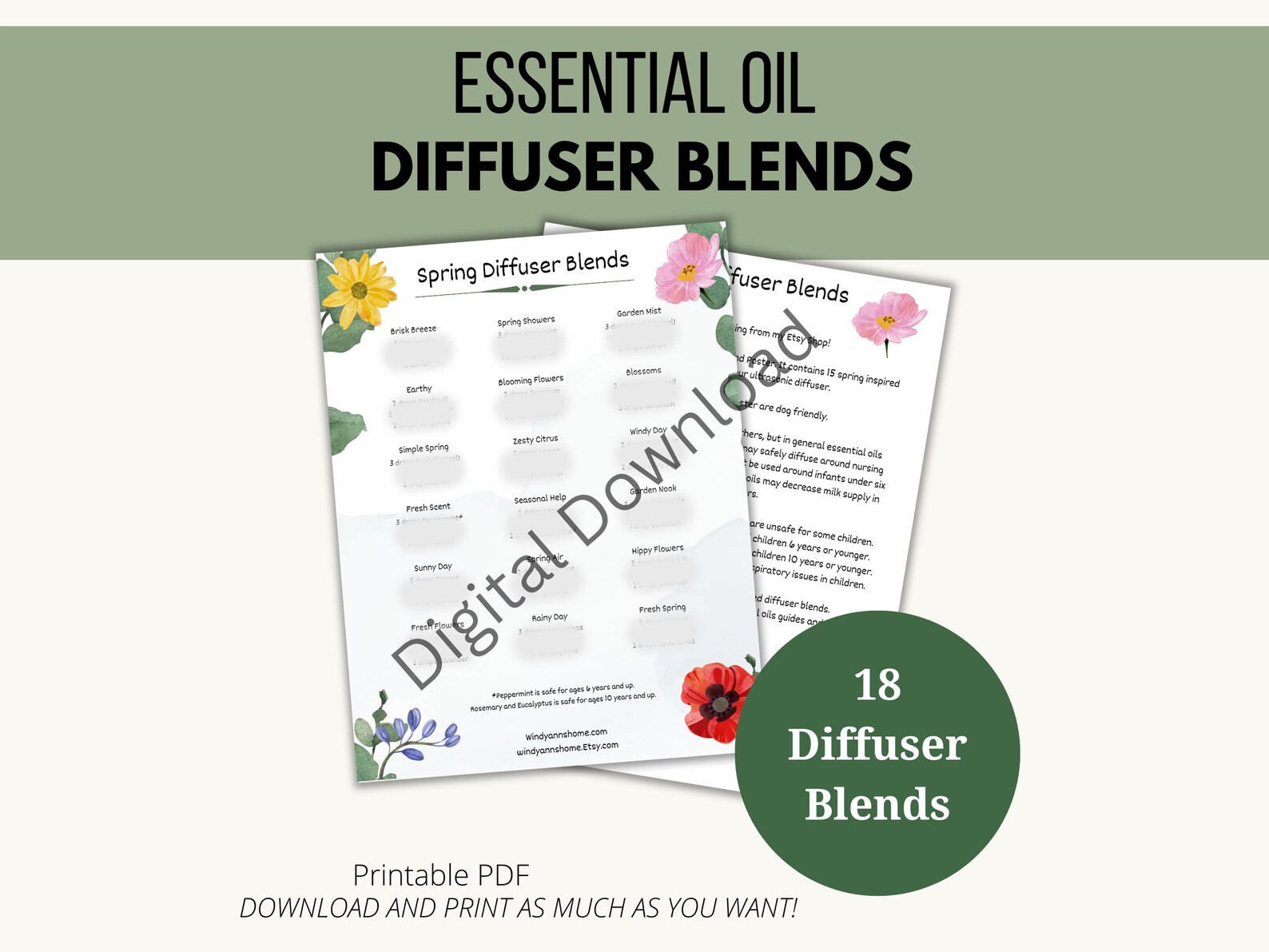 Spring Essential Oil Diffuser Blends Poster (digital Download) - Etsy