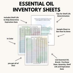 Essential Oil Inventory Sheet: Printable Tracker (color & B/W) (digital ...