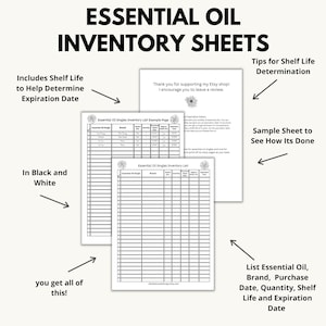 Essential Oil Inventory Sheet: Printable Tracker (color & B/W) (digital ...