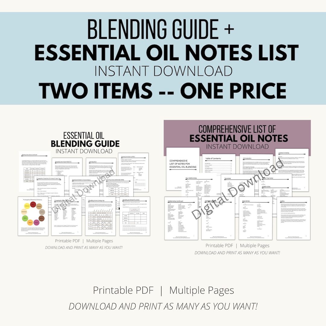 Essential Oil Blending Guide Plus Notes List- Blending Worksheets ...