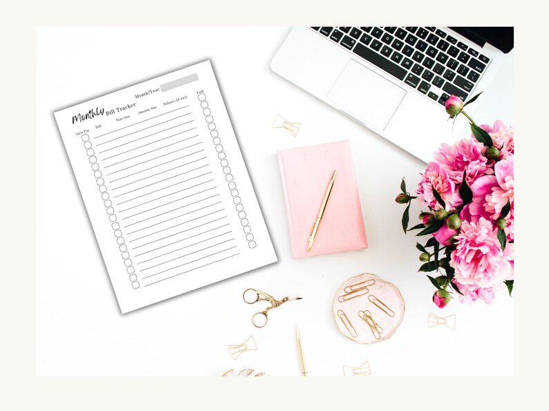 Monthly Bill Tracker Printable Checklist Log - Etsy