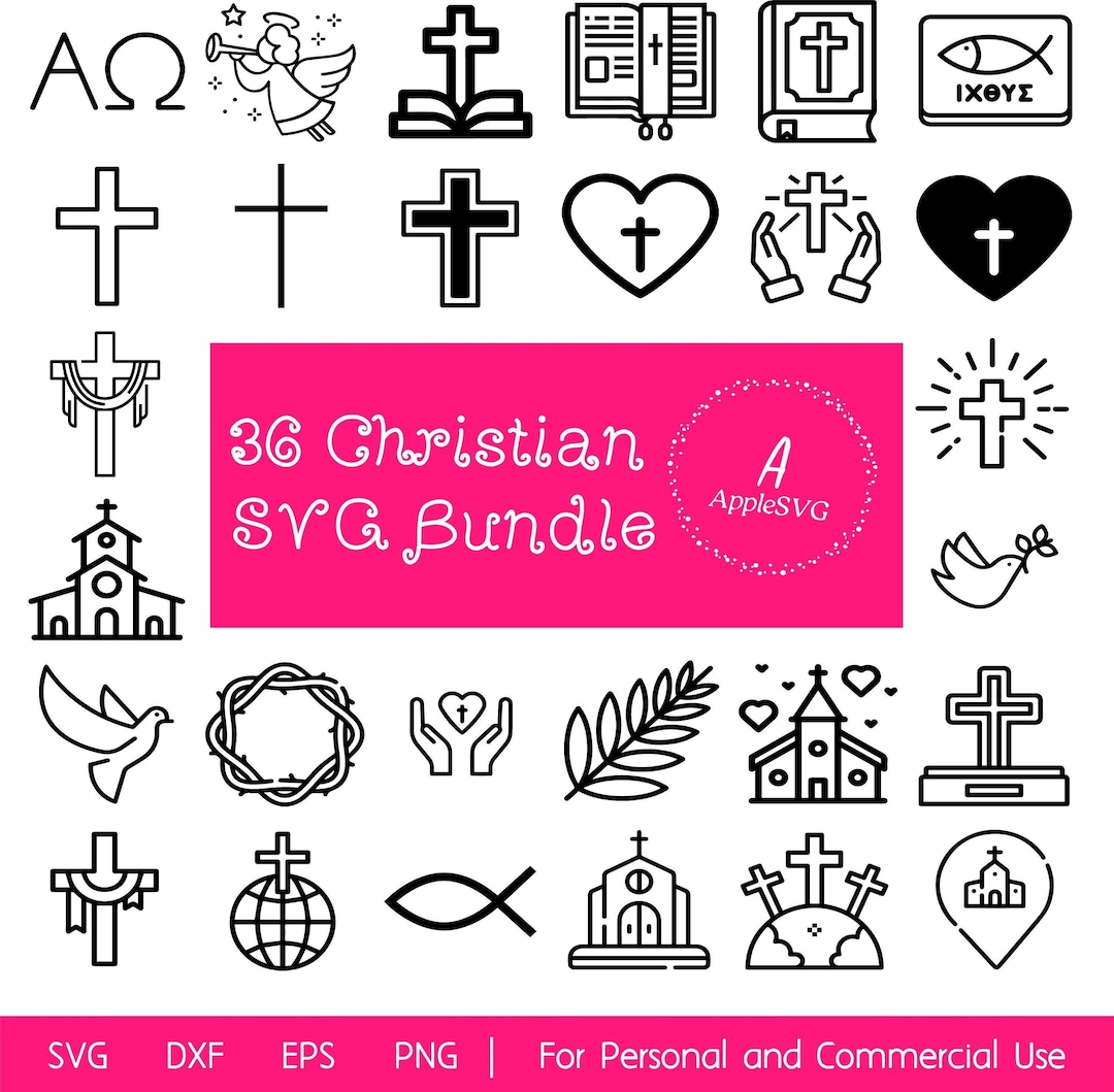 36 Christian Symbols SVG Bundle - Etsy