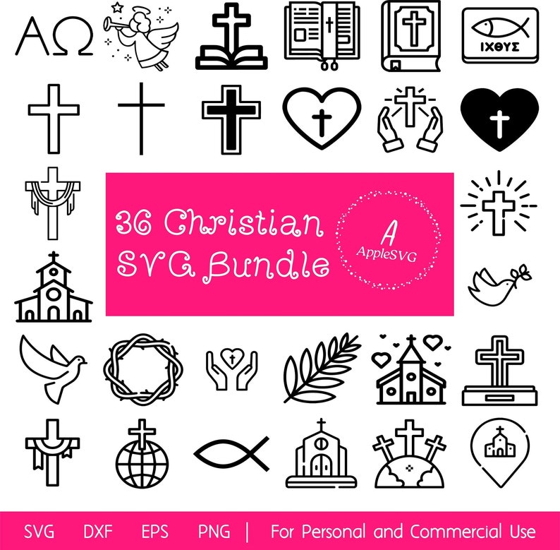 36 Christian Symbols SVG Bundle - Etsy