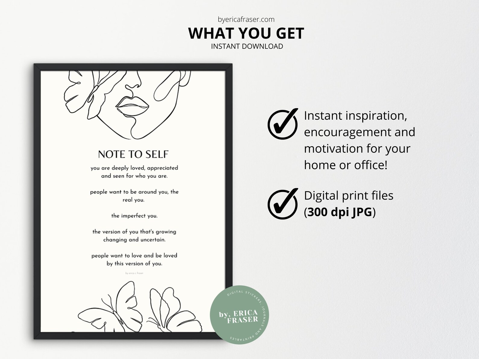 Love Yourself Line Art Print | Affirmation Wall Art| Inspirational Art ...