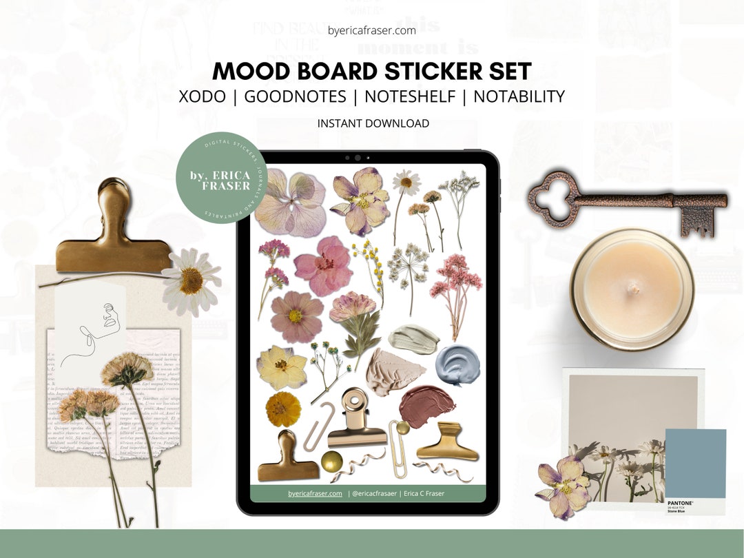 Digital Mood Board Stickers Vision Board Digital Stickers Pink Digital ...