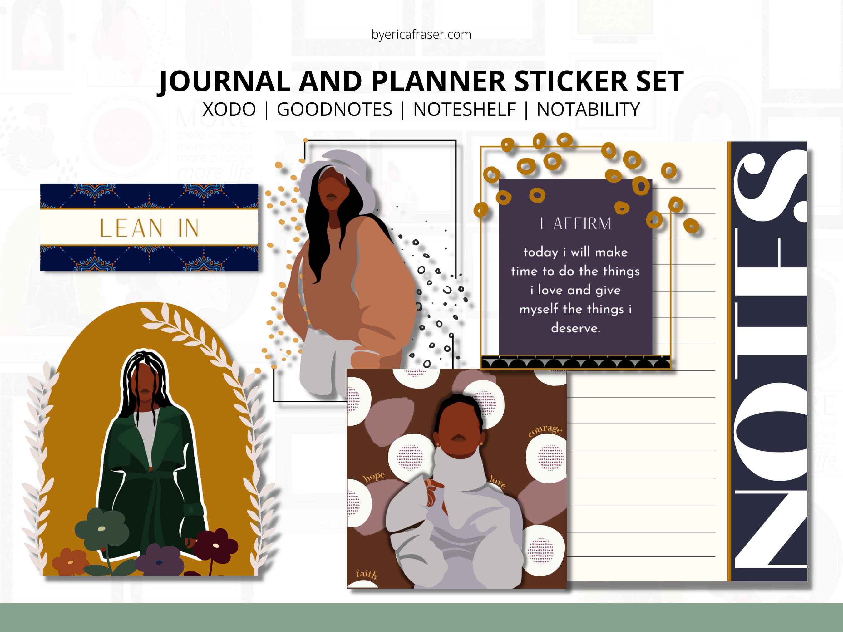 Black Girl Digital Stickers, Planner Stickers, Black Girl Stickers ...