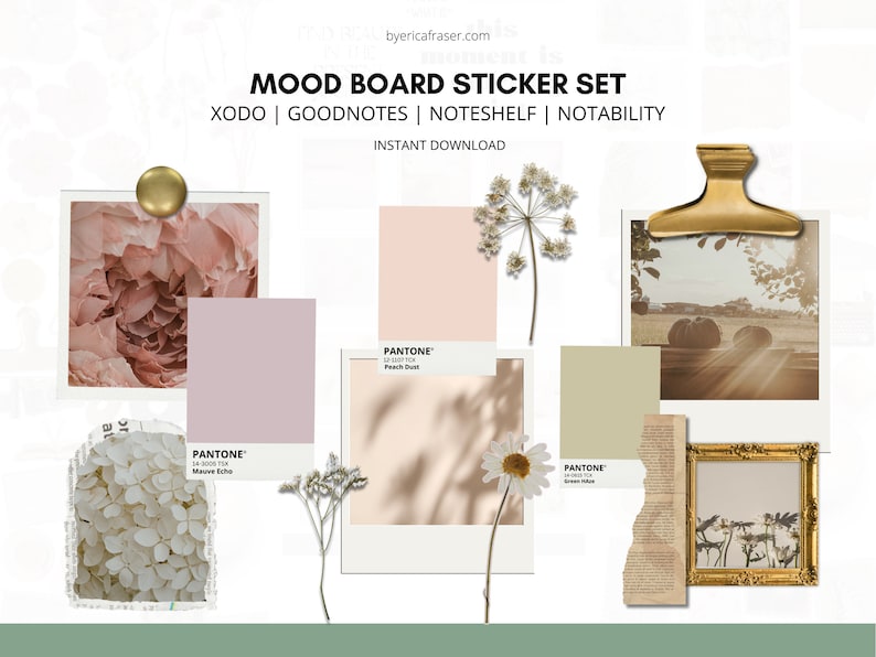Mood Board Stickers | Vision Board Digital Stickers Pink | Digital ...