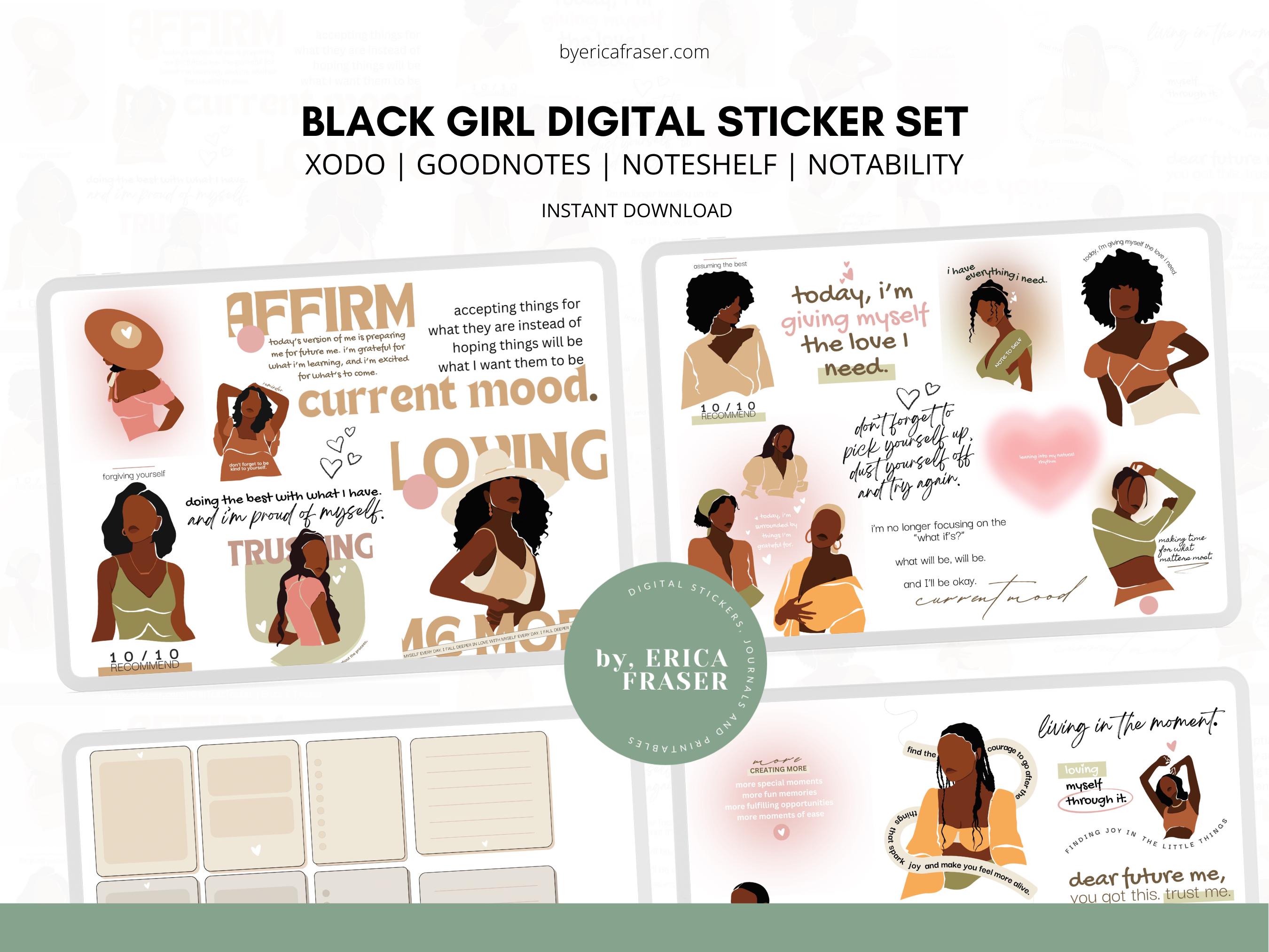 Black Girl Digital Stickers Black Girl Stickers Afro Stickers Digital ...